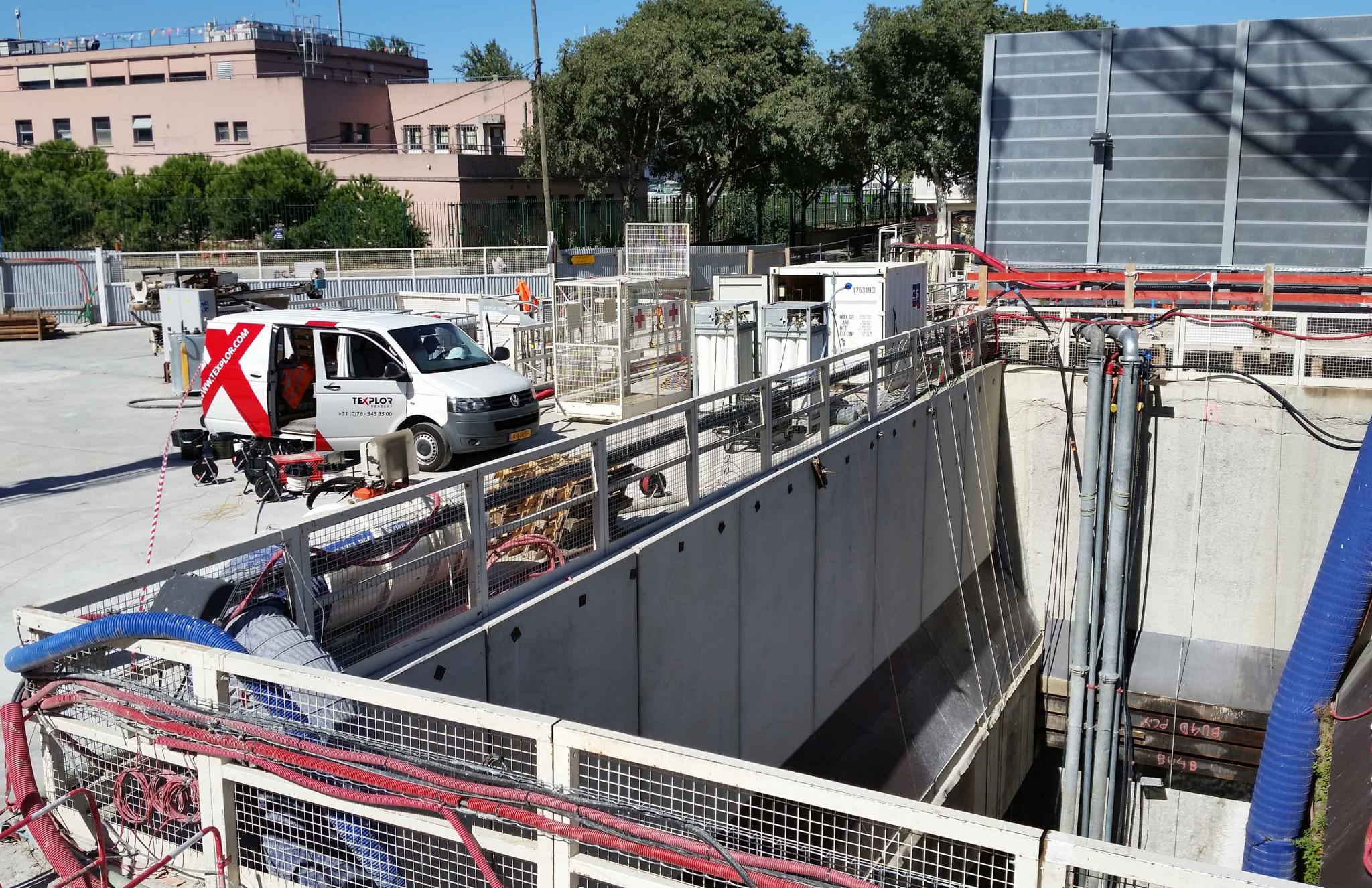 Flooded metro station under construction